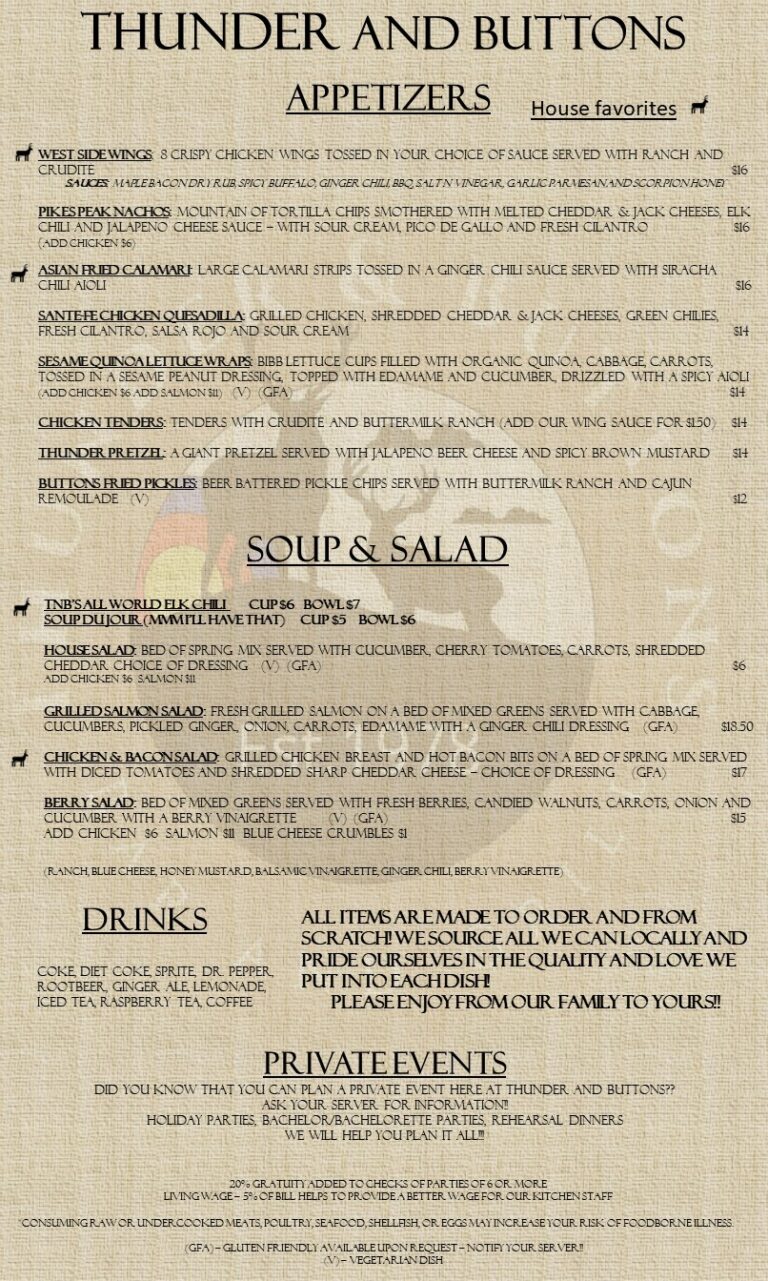 Restaurant Menu – Thunder & Buttons