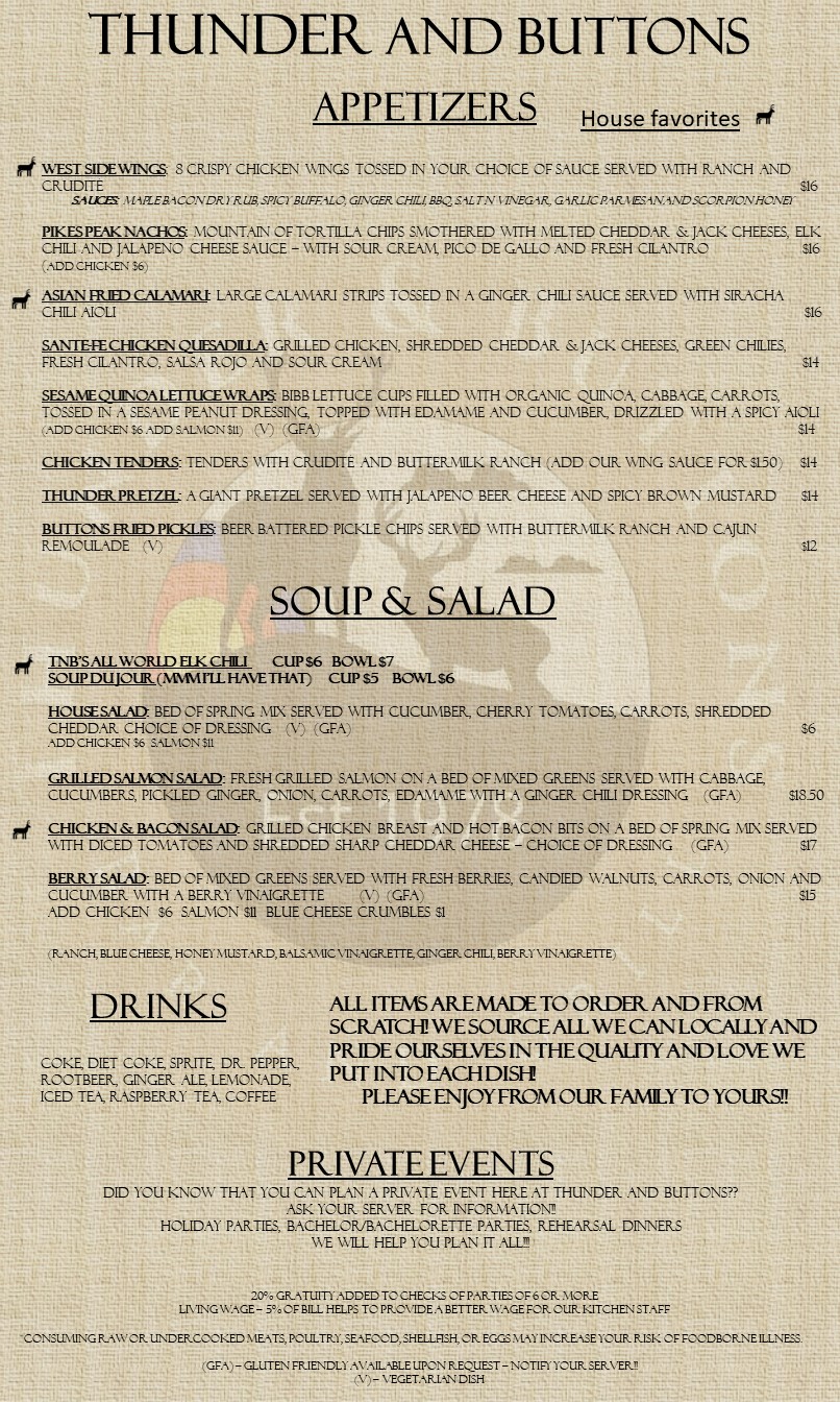 Restaurant Menu – Thunder & Buttons