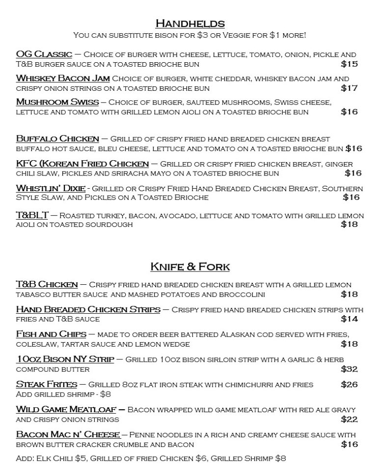 Restaurant Menu – Thunder & Buttons